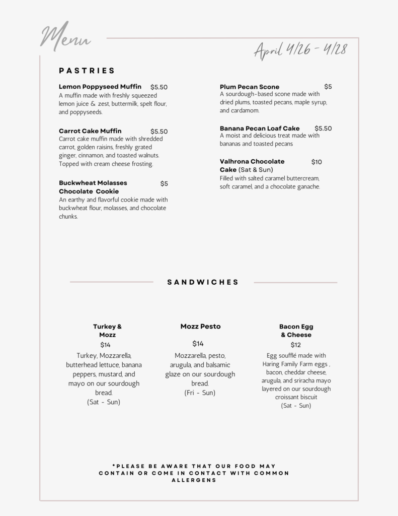 Menu - Bread & Culture